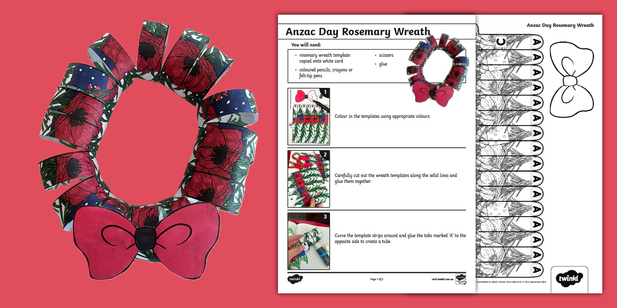 Anzac Day Rosemary Wreath Craft (teacher made) - Twinkl