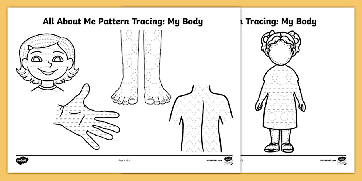 All About Me Pattern Tracing Activity: My Body - Twinkl