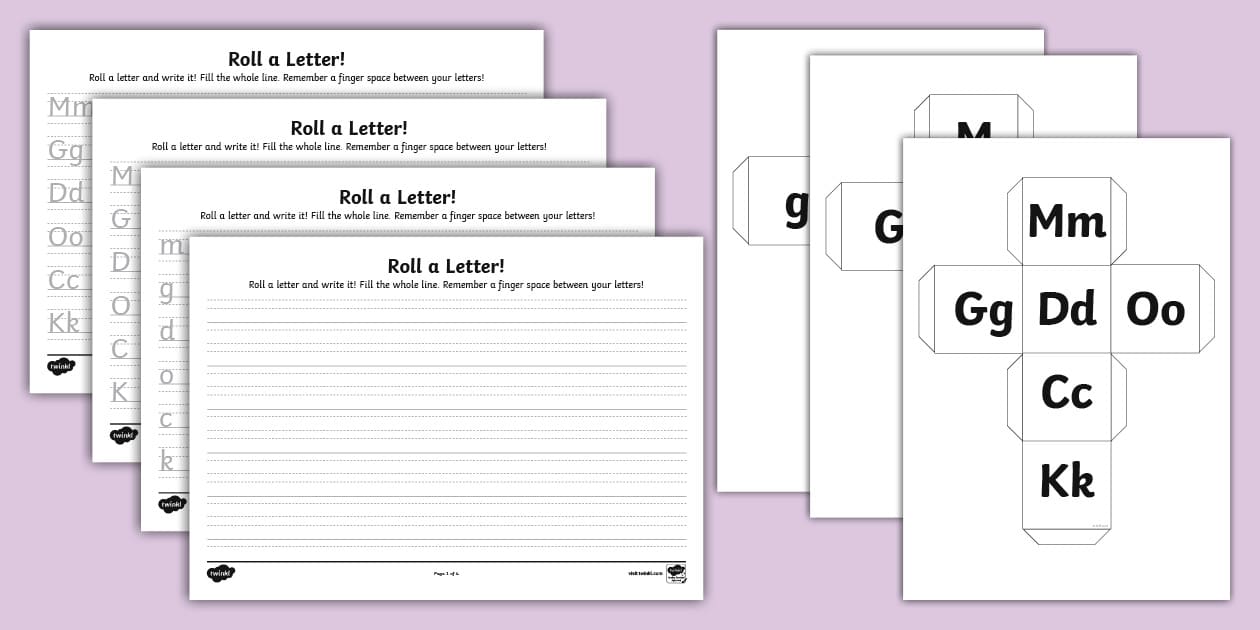 Roll a Letter - Handwriting MGDOCK Activity Sheet - Twinkl