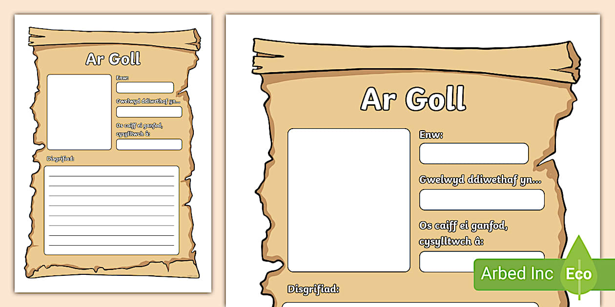 Templed Poster 'Ar Goll' (l'insegnante ha fatto) - Twinkl