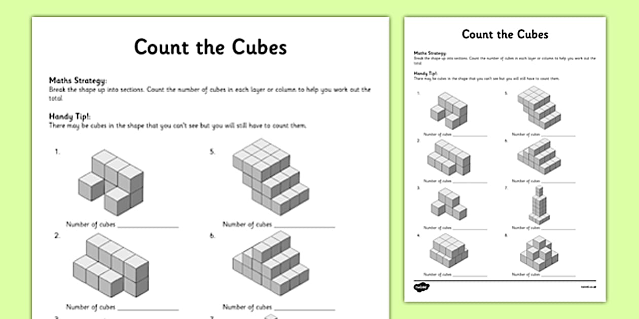 Dyslexic Year 3 Count the Cubes Worksheet (teacher made)