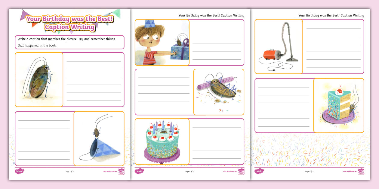 Your Birthday was the Best! Caption Writing Activity