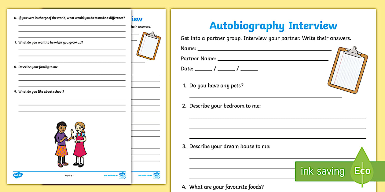 Autobiography Interview Activity