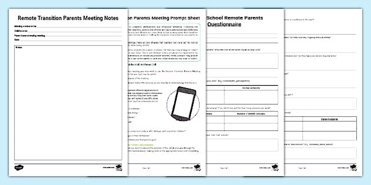 Remote Transition Parents Meeting Prompt and Recording Sheet