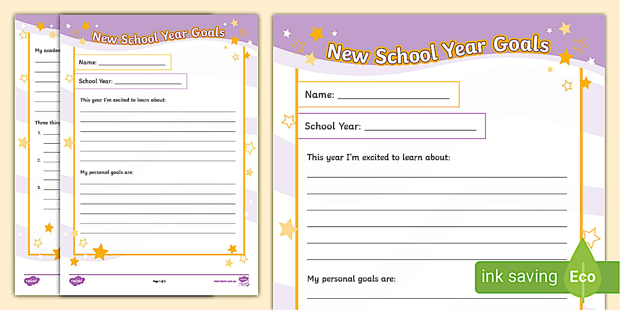 New School Year Goals and Expectations (teacher made)