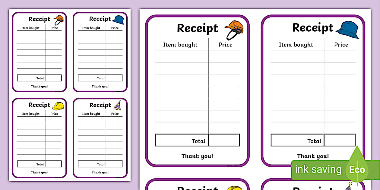 Hat Shop Receipts - Role Play - EYFS (teacher made) - Twinkl