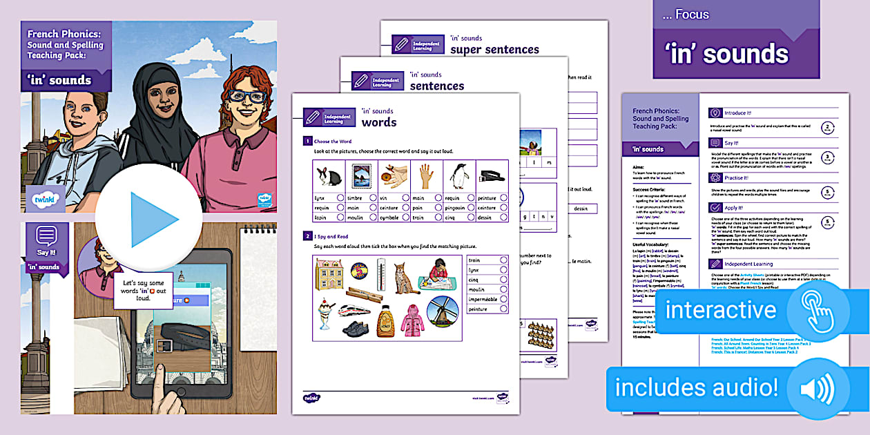 👉 French Phonics: Sound and Spelling Pack: 'in' sounds