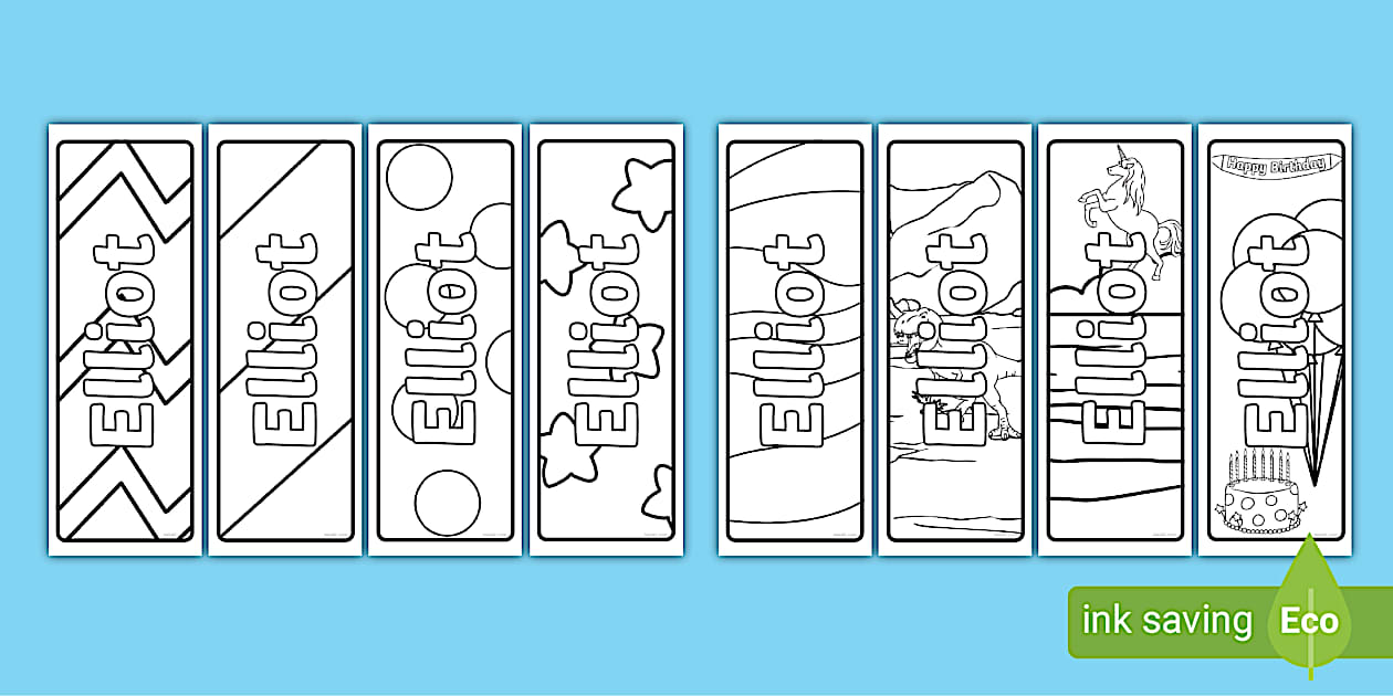 Elliot Name Simple Colouring Bookmarks | Twinkl KS1 | Read