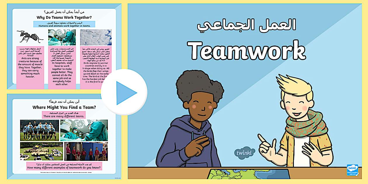 Whole School Assembly on Teamwork PowerPoint - Arabic/English