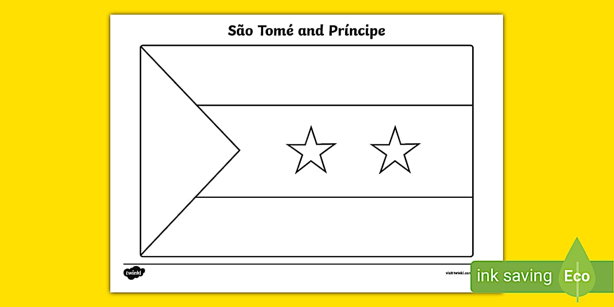 São Tomé and Príncipe Flag Colouring Sheet | Twinkl