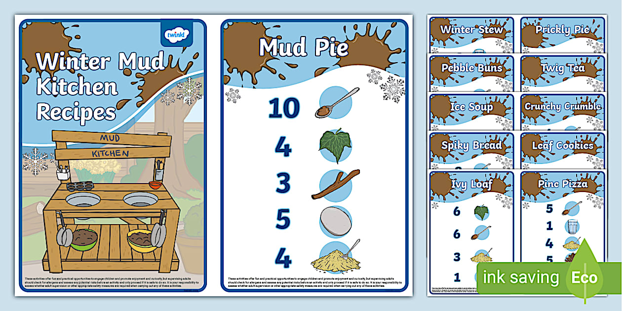 Winter Mud Kitchen Recipe Cards - EYFS (teacher made)