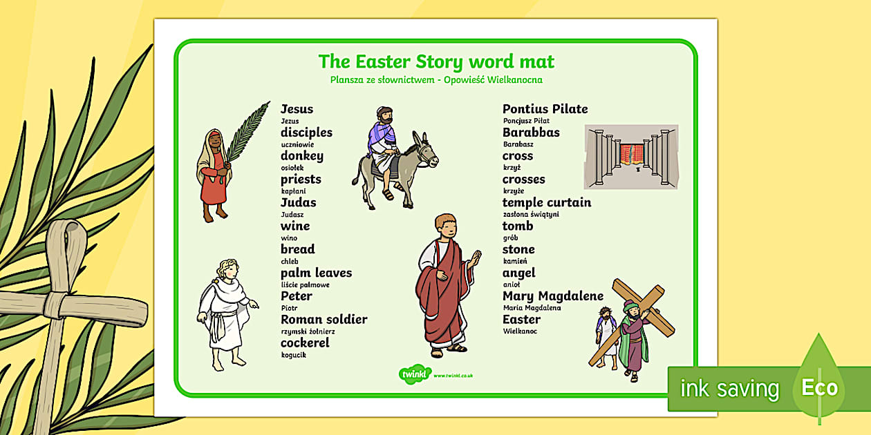 Easter Story Word Mat Polish Translation - Twinkl
