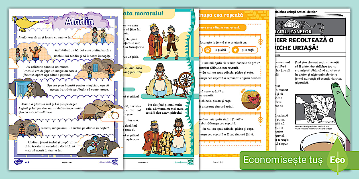 Povești scurte pentru copii | Fișe de lectură | Twinkl RO