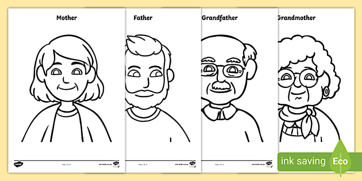 SA My Family Colouring Sheets (professor feito) - Twinkl