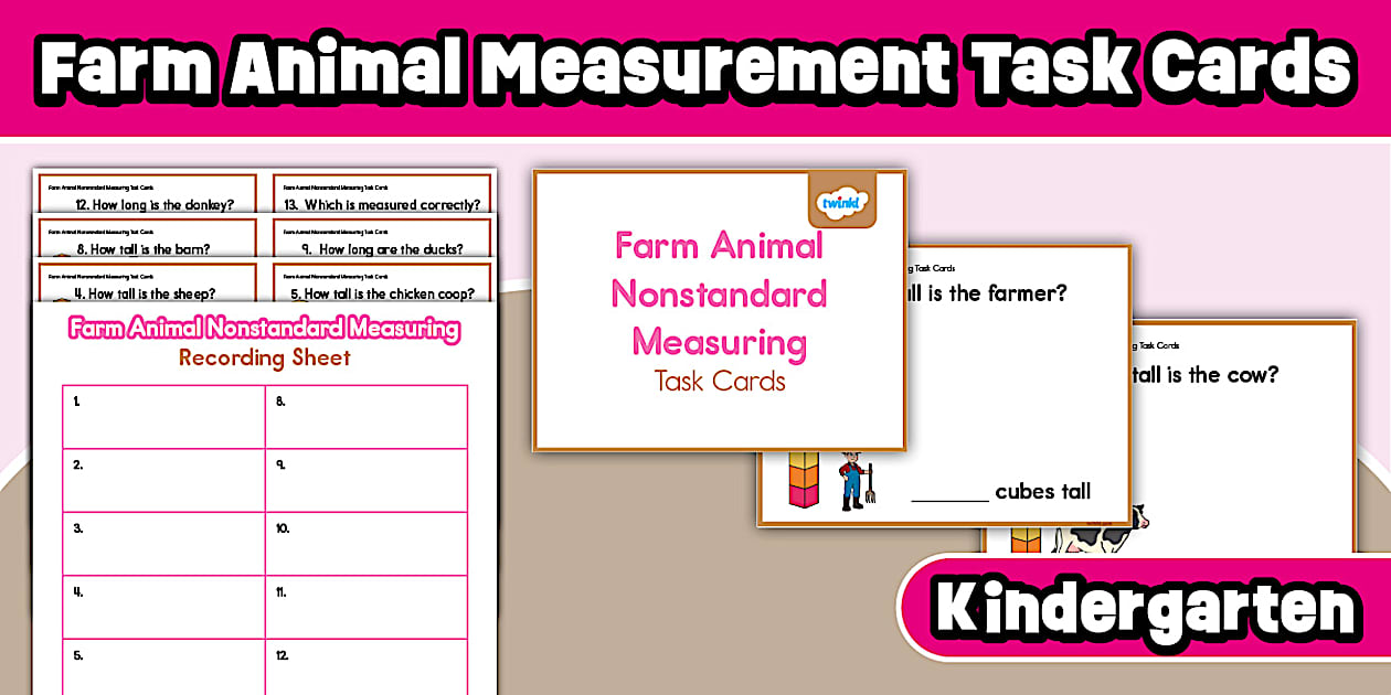 Kindergarten Farm Measurement Task Cards | Twinkl USA