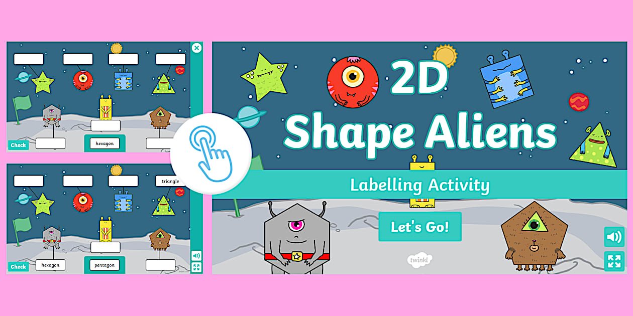 2D Shape Aliens Interactive Labelling Activity | Twinkl Go!