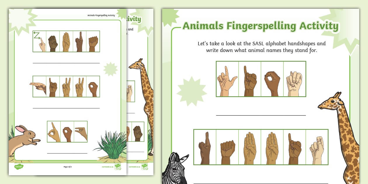 SASL Animals Fingerspelling Activity (l'enseignant a fait)