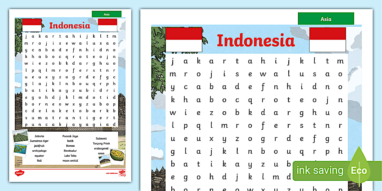 KS2 Indonesia Word Search (teacher made) - Twinkl
