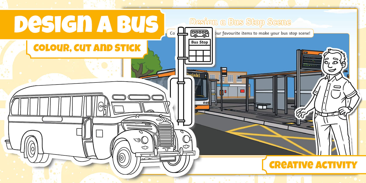 Colour, Cut and Stick: Design a Bus Stop Scene