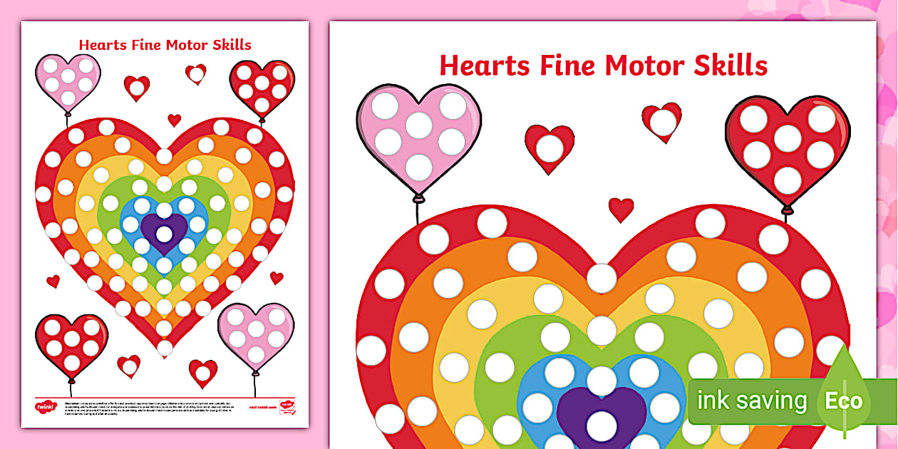 Valentine's Day Button Placing Fine Motor Skills Activity