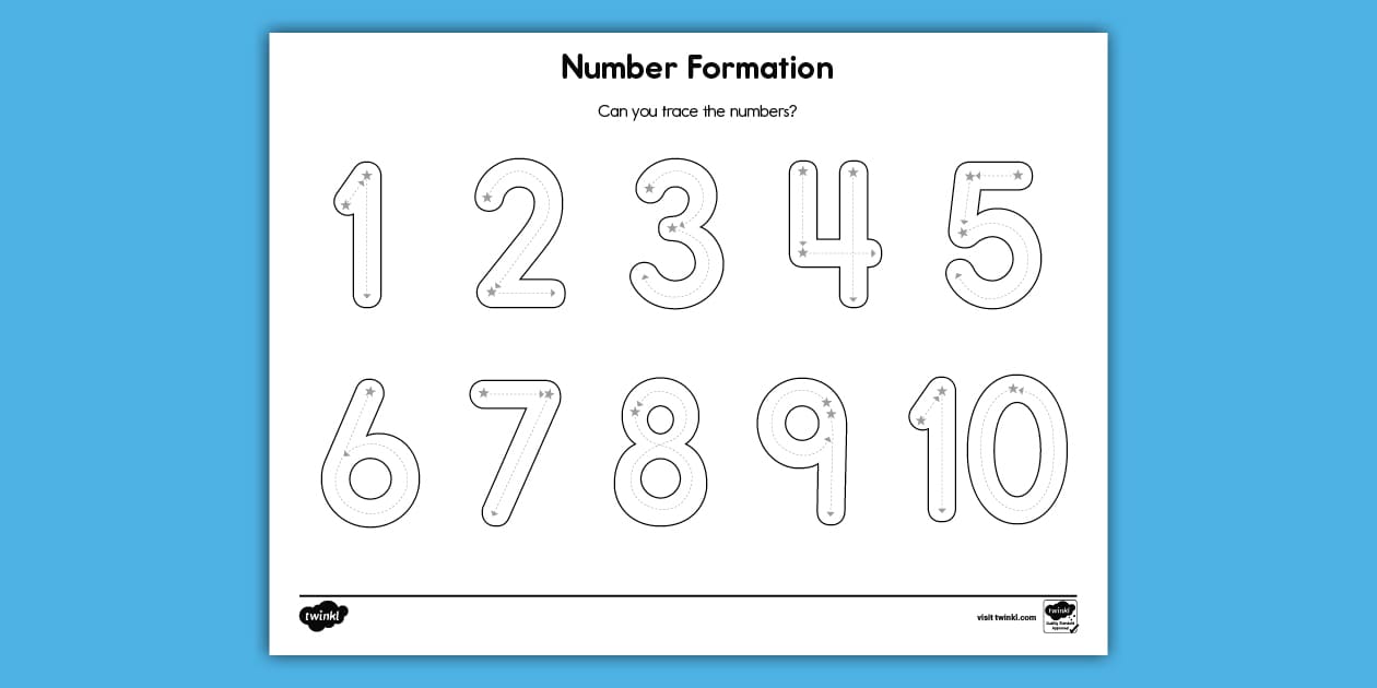 Number Formation 0-10 Worksheet (teacher made) - Twinkl