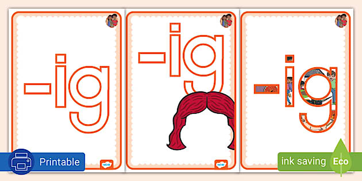 Grade 1 Phonics: -ig Sound Posters (Teacher-Made) - Twinkl
