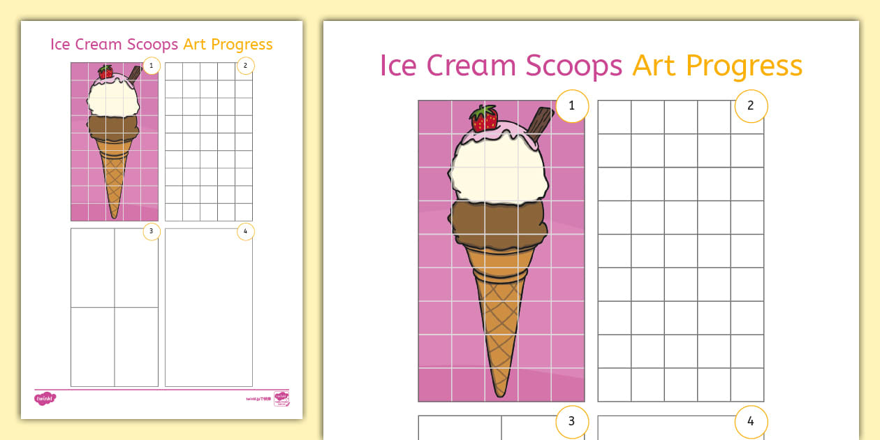 Ice Cream Scoops Art Progress Template (Teacher-Made)