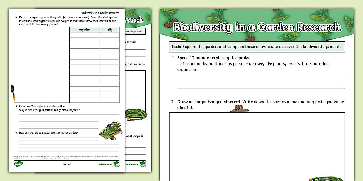 Biodiversity in a Garden Research (STEM) (teacher made)