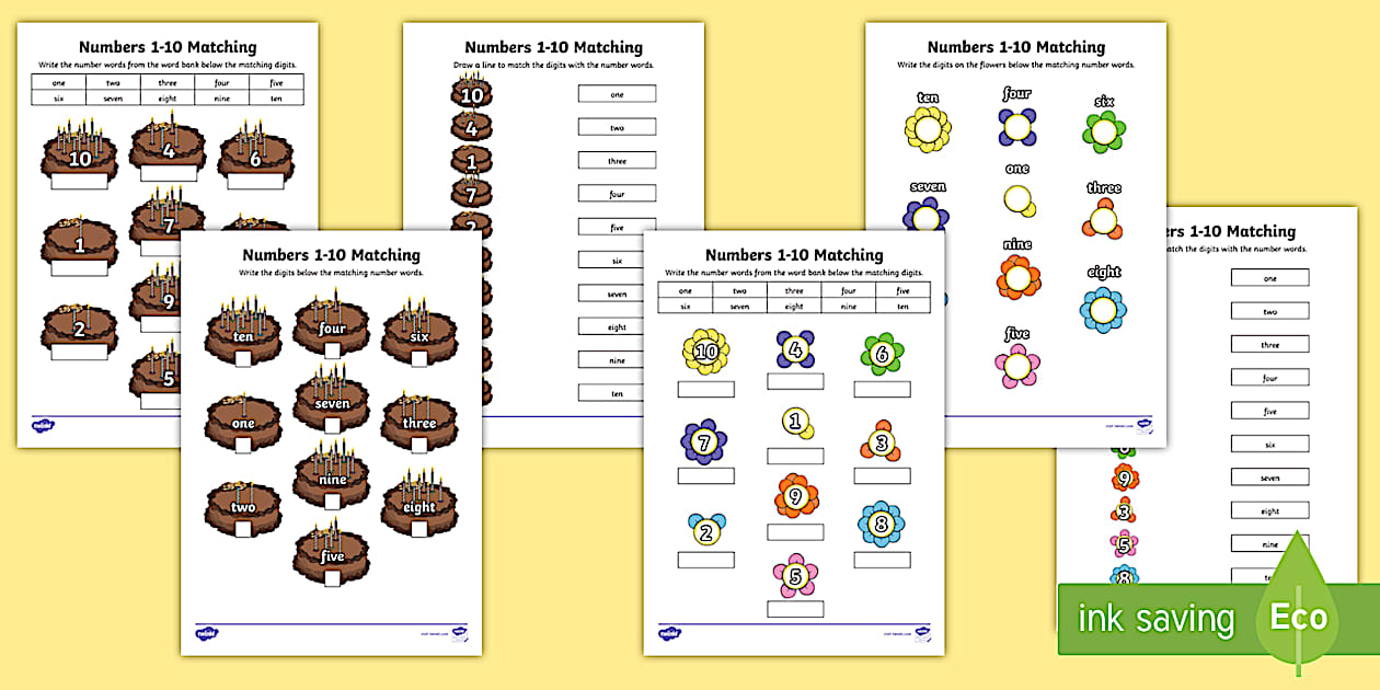 Matching Numbers to Words KS1 Worksheet - Primary Resources