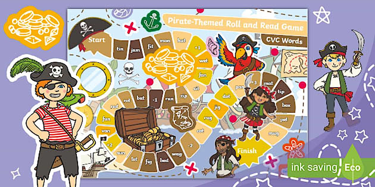 Pirate-Themed CVC Words Board Game | Parent Support Resource