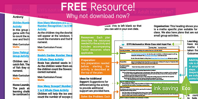 FREE! - EYFS Link Numerals&Amounts to 5 Plans&Resource Pack Overview