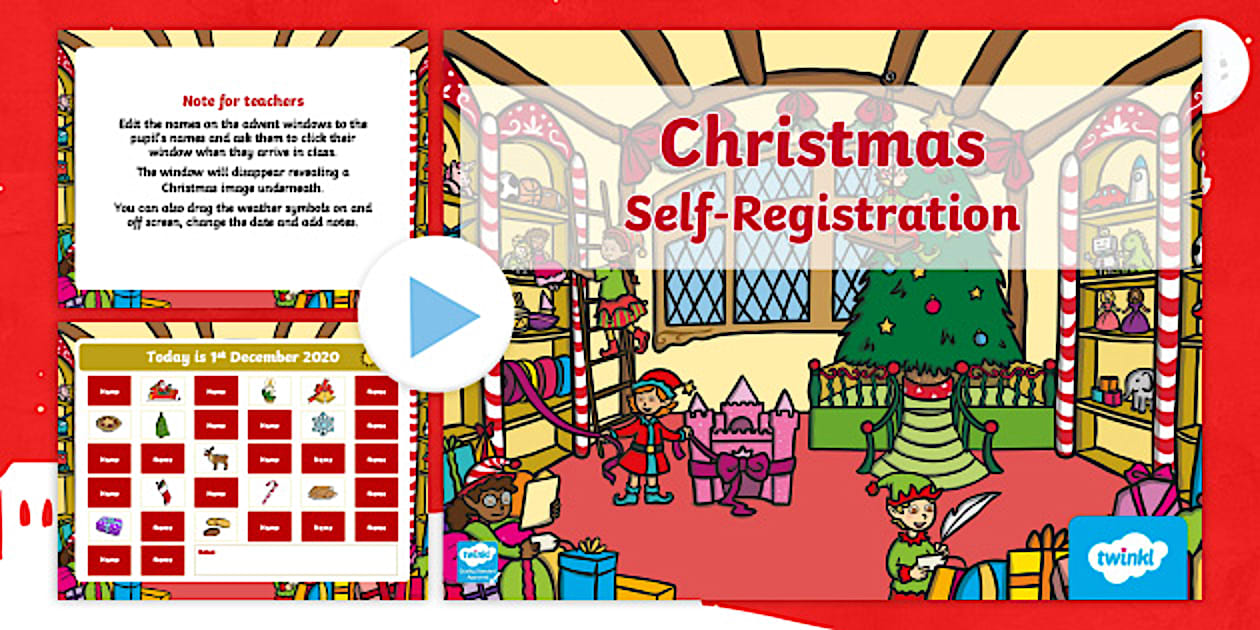 Christmas Self-Registration PowerPoint (Teacher-Made)