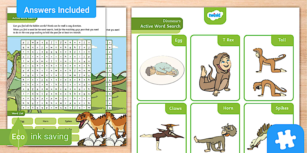 Dinosaurs Active Word Search Puzzle (teacher made) - Twinkl