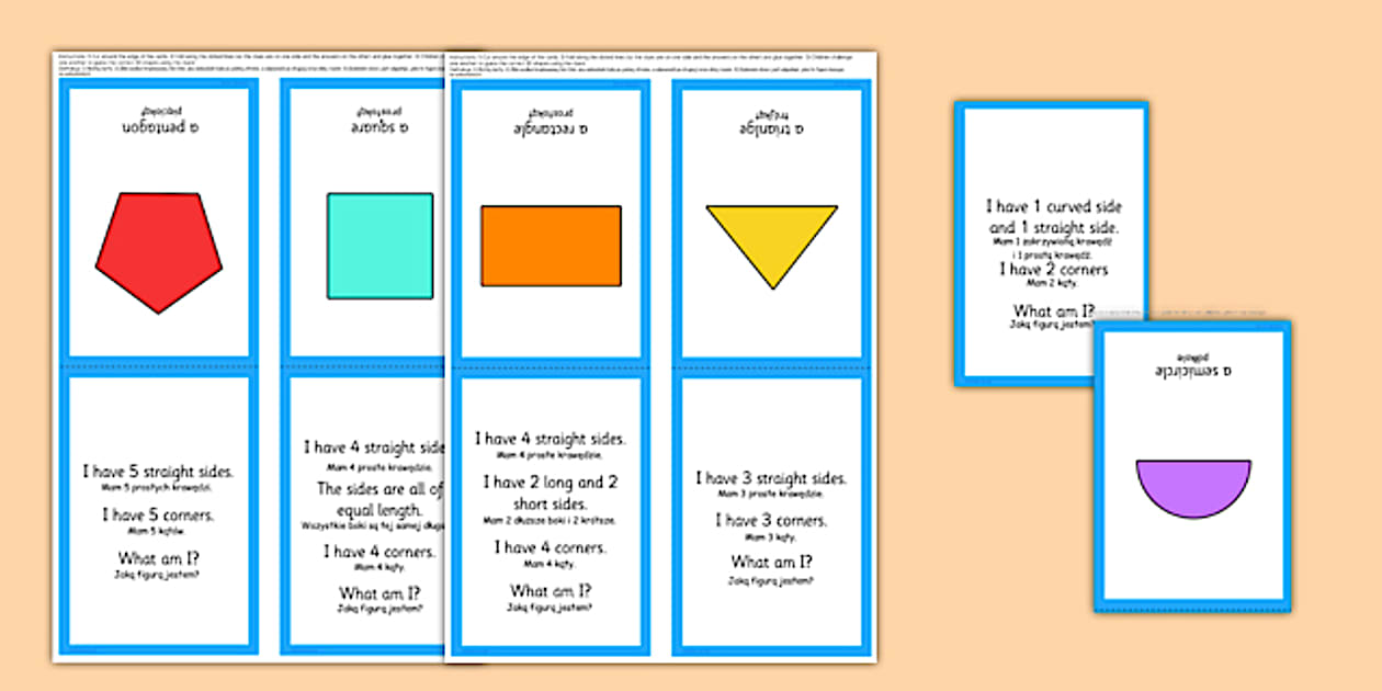 Black and White 2D Shape What Am I? Game Polish Translation