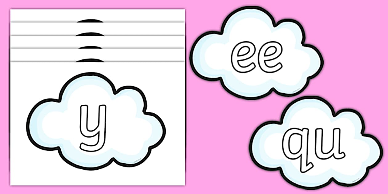 Cursive Phase 3 Sounds on Clouds (teacher made) - Twinkl