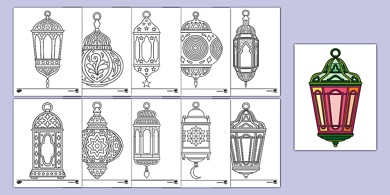 Ramadan Lantern Coloring Page Pack for Kids | Twinkl USA
