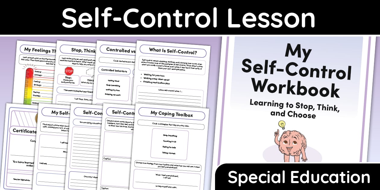 Self-Control Lesson Workbook for Special Education