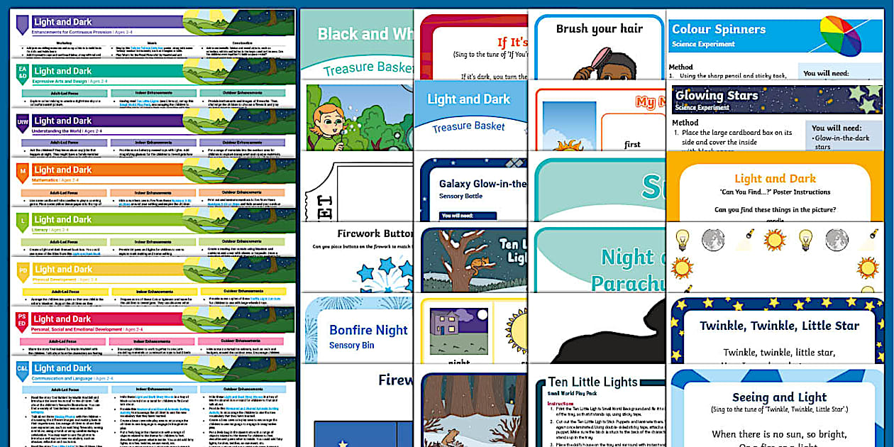 EYFS Light and Dark Activity Planning and Continuous Provision Ideas and
