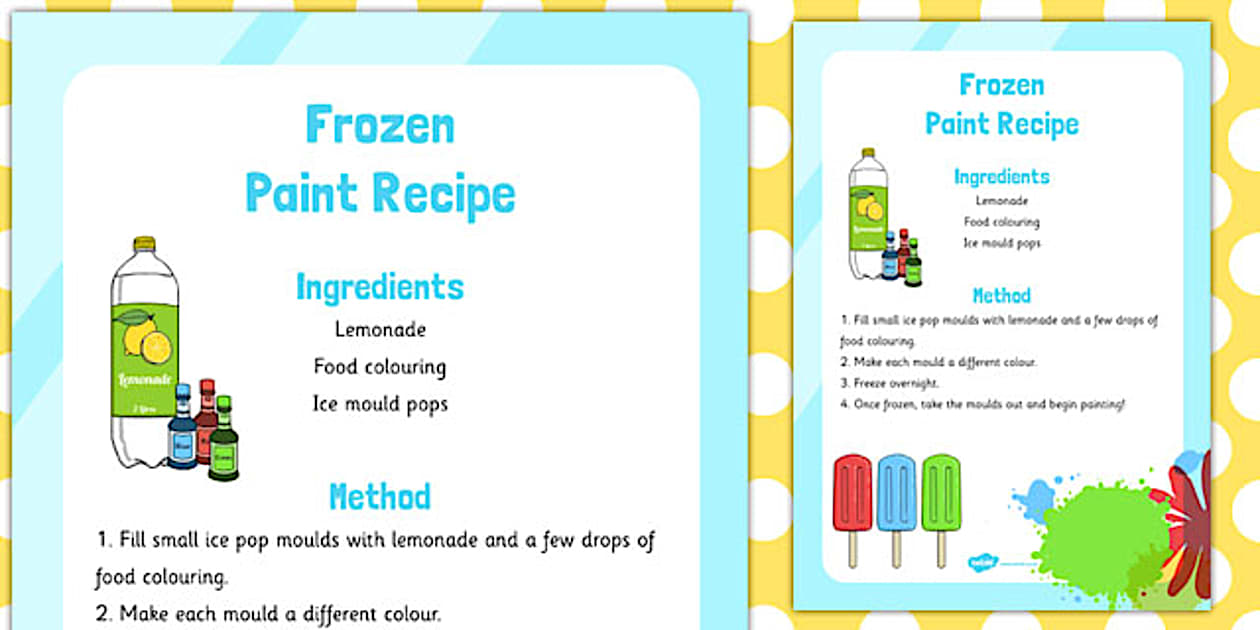 Frozen Frozen Taste-Safe Paint Recipe Paint Recipe - Twinkl