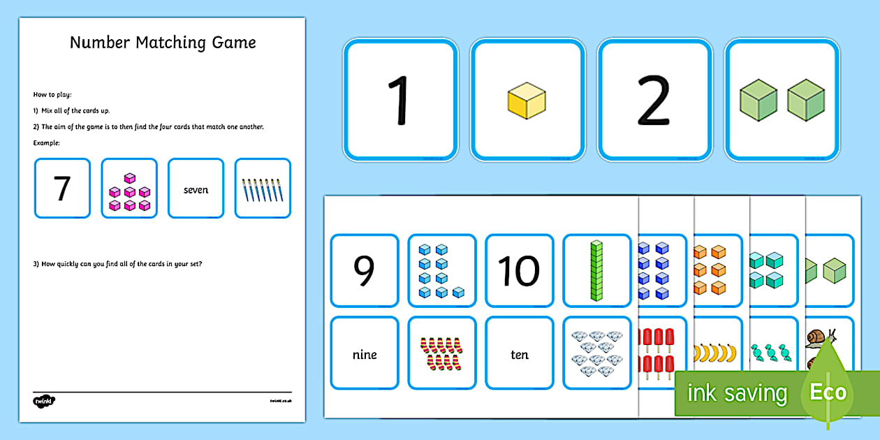 1-10 Number Matching Card Game (teacher made) - Twinkl