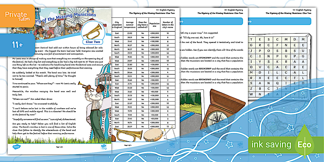 11+ English Summer Mystery Challenge Clue Two (teacher made)
