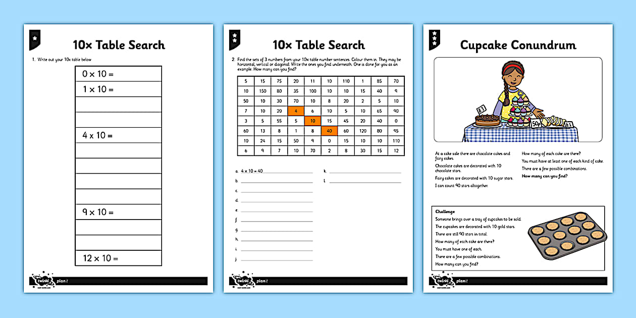 10 x Tables Search (teacher made) - Twinkl