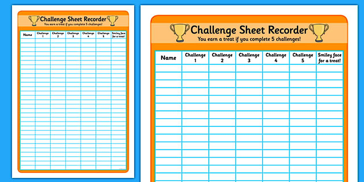 👉 Challenge Sheet Recorder (teacher made) - Twinkl