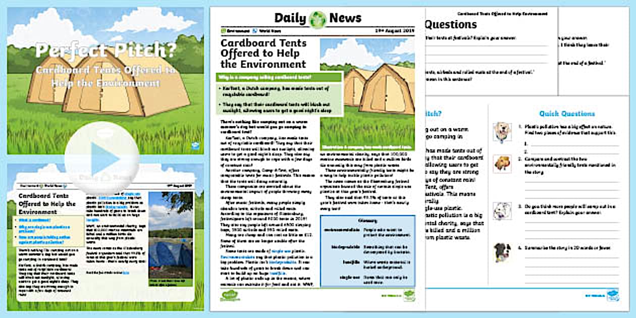 Cardboard Tent Reading Comprehension | Twinkl NewsRoom