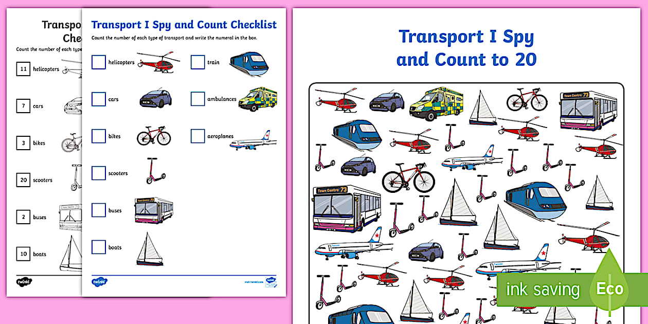 Transport I Spy and Count Activity to 20 - Twinkl