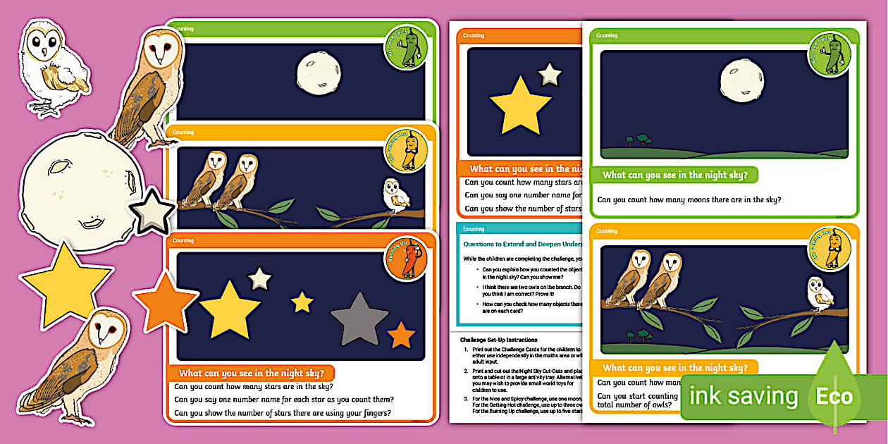 EYFS Maths Counting Chilli Challenges: Night Sky - Twinkl