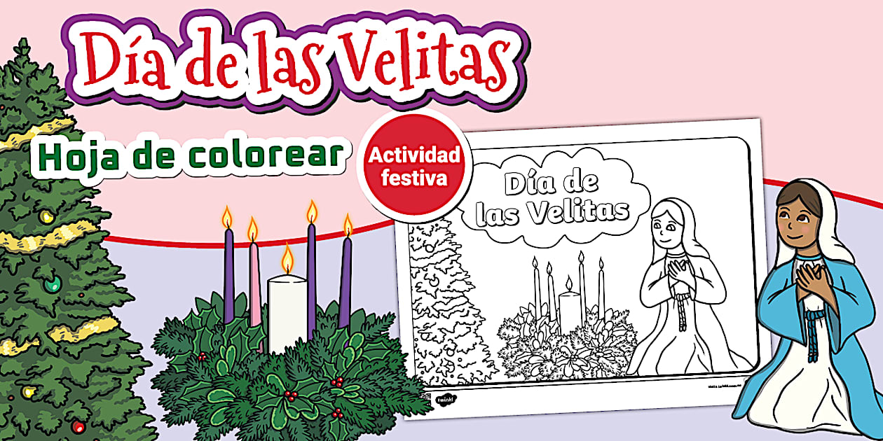 Hoja de colorear: Día de la Velitas