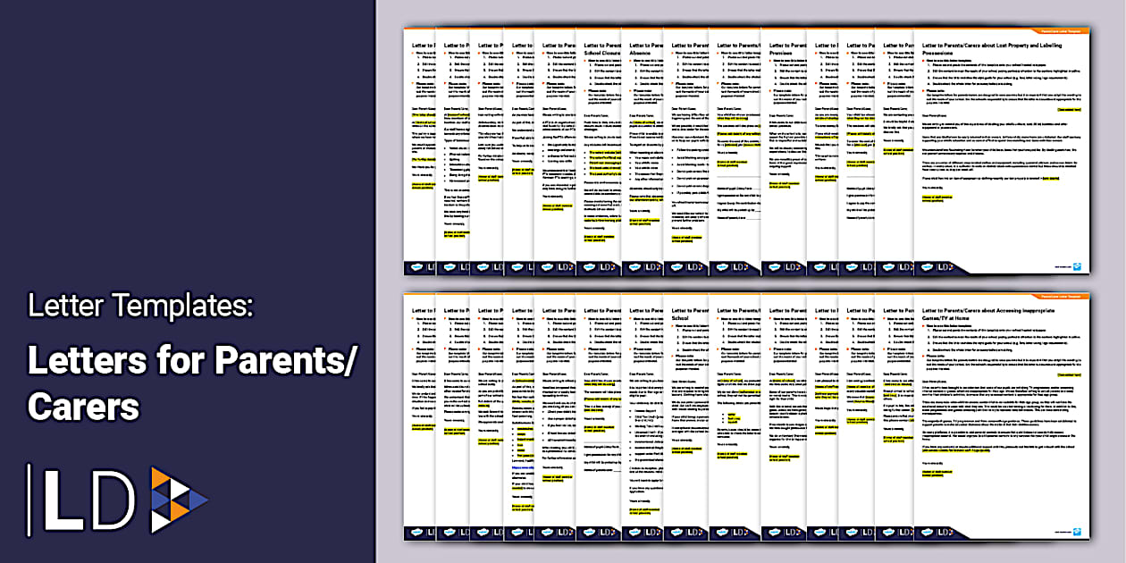 Template Letters for Parents/Carers (teacher made) - Twinkl