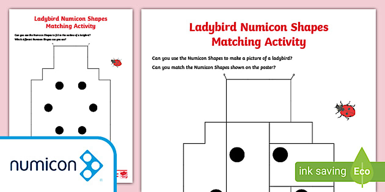 Ladybird Numicon Shape Outline and Matching Activity Pack