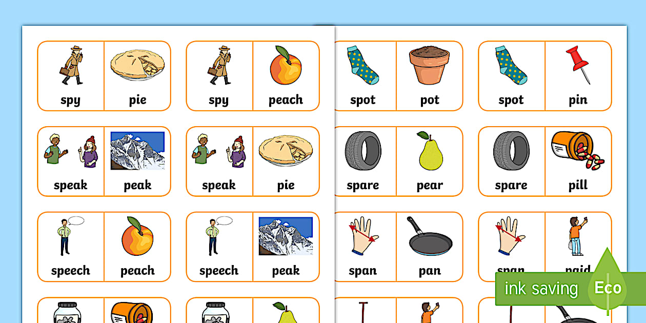 Minimal Pairs for Cluster Reduction - Speech Pathology - Aus